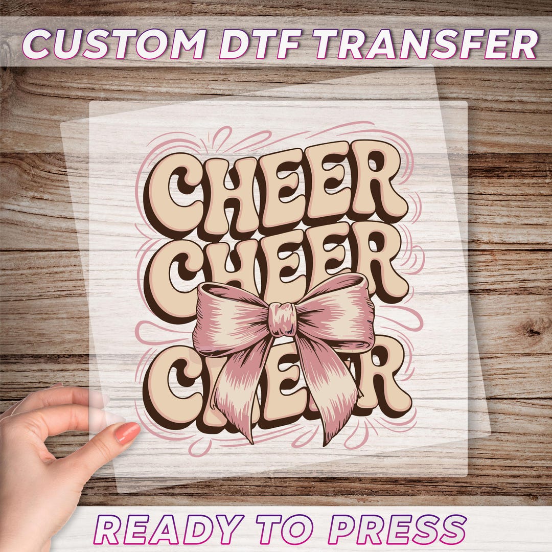 Coquette Bow Cheerleader DTF Transfer, Cheer Mom Ready to Press ...