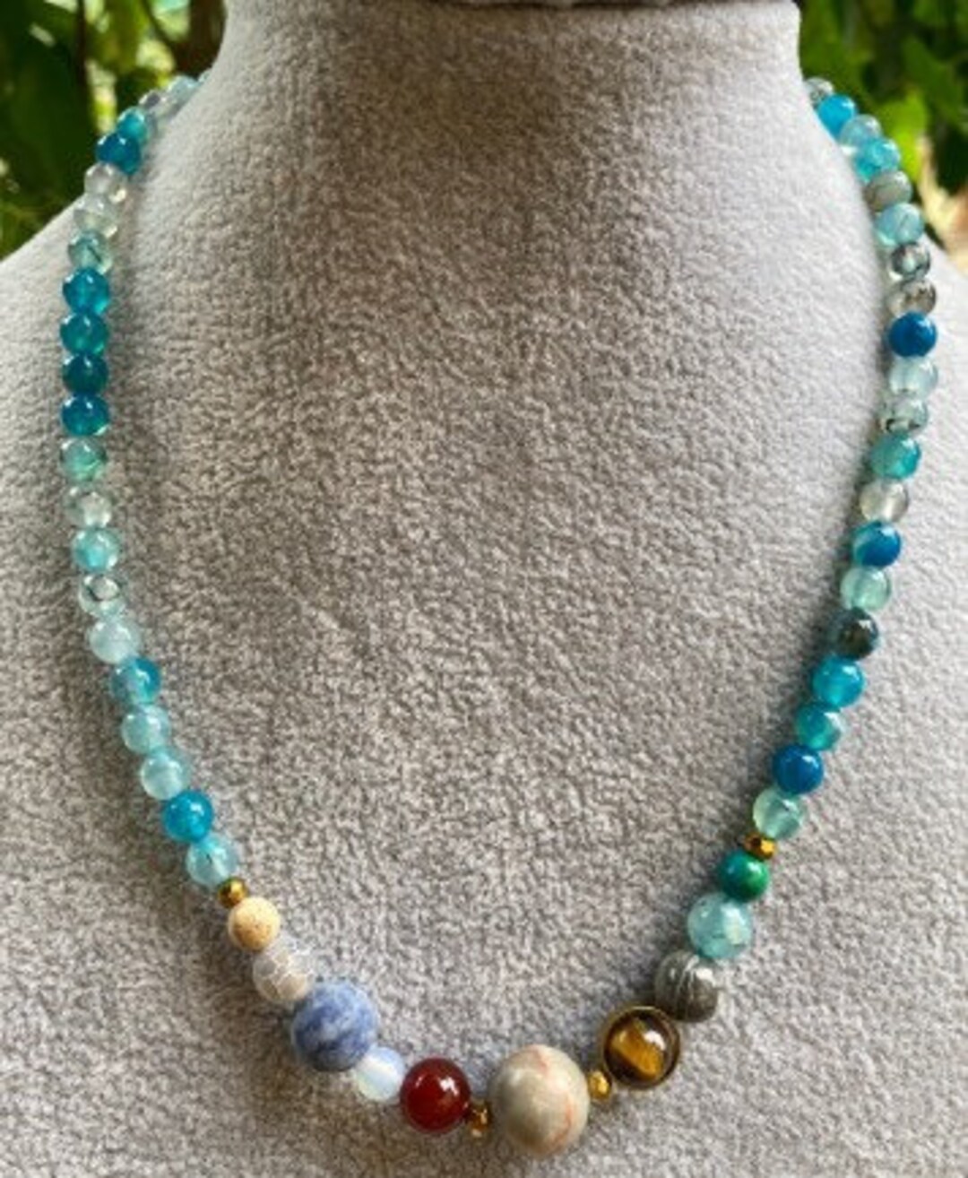 Solar System Striated Agate Necklace - Etsy