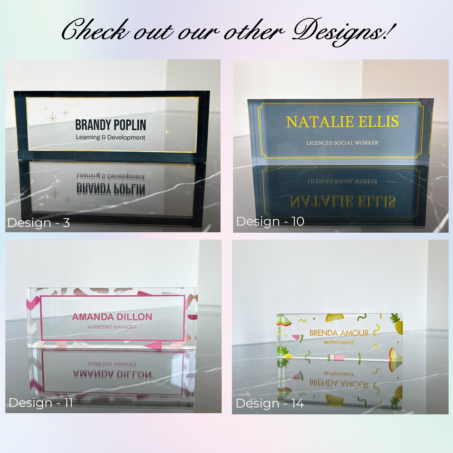 Personalized Floral Desk Name Plaque, Desk Name Plate Plaque for Office ...