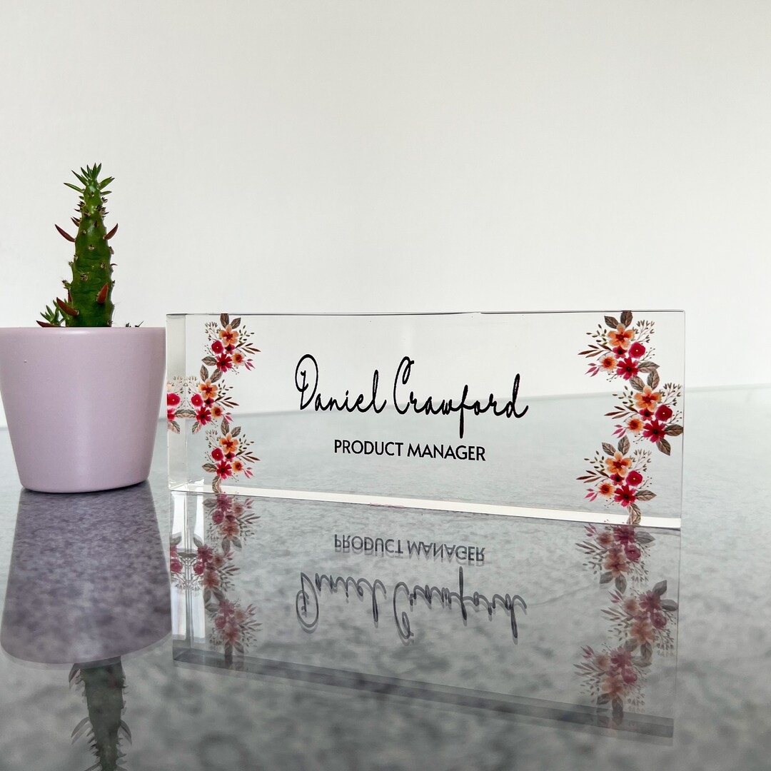 Desk Name Plaque, Custom Acrylic Name Plate for Desk, Teacher Name ...