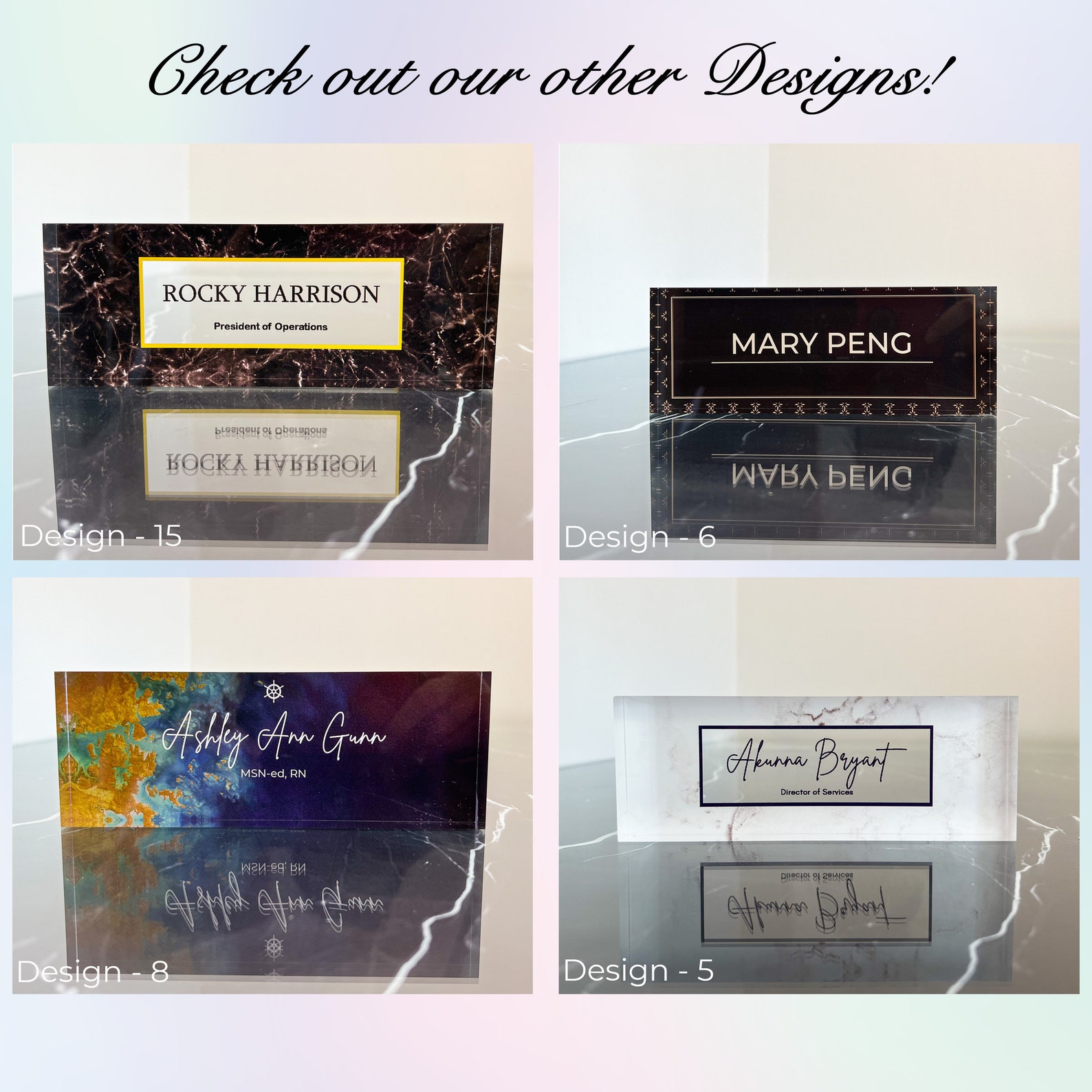 Personalized Floral Desk Name Plaque, Desk Name Plate Plaque for Office ...