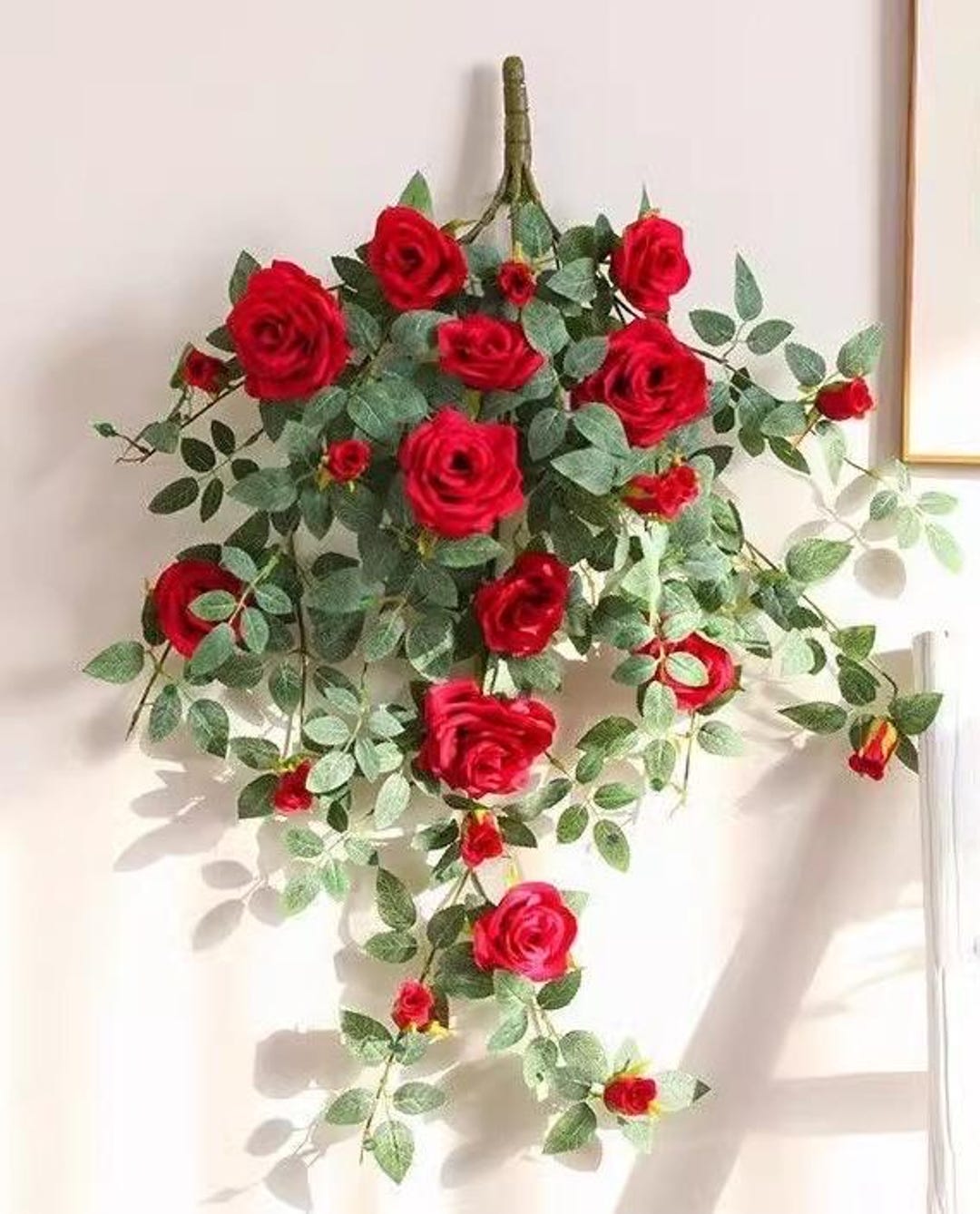 Elegant Cascading Red Rose Bouquet | Artificial Silk Roses With ...