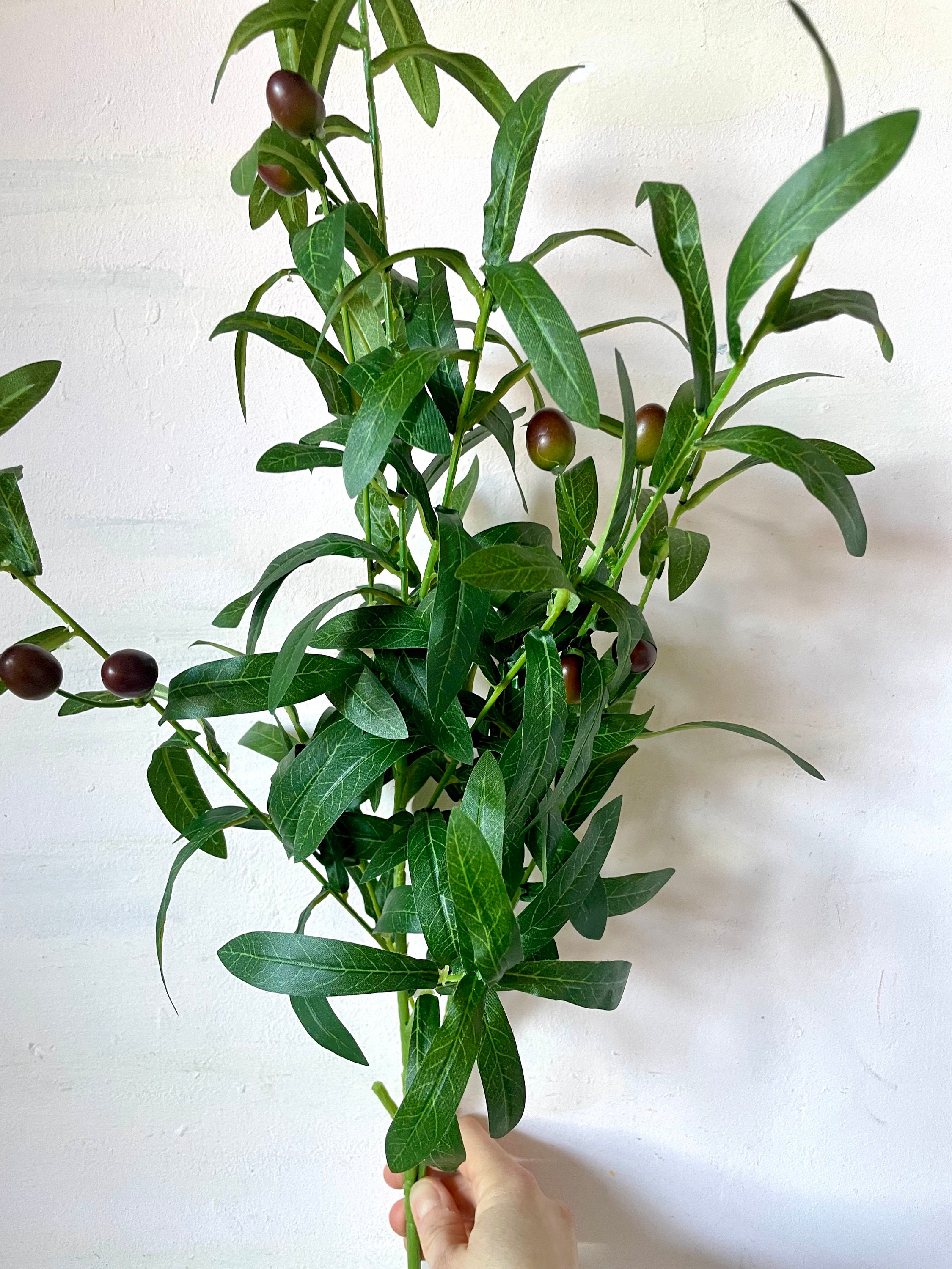 Artificial Olive Stem, Faux Olive Stem, Olive Tree Branch With Olives ...