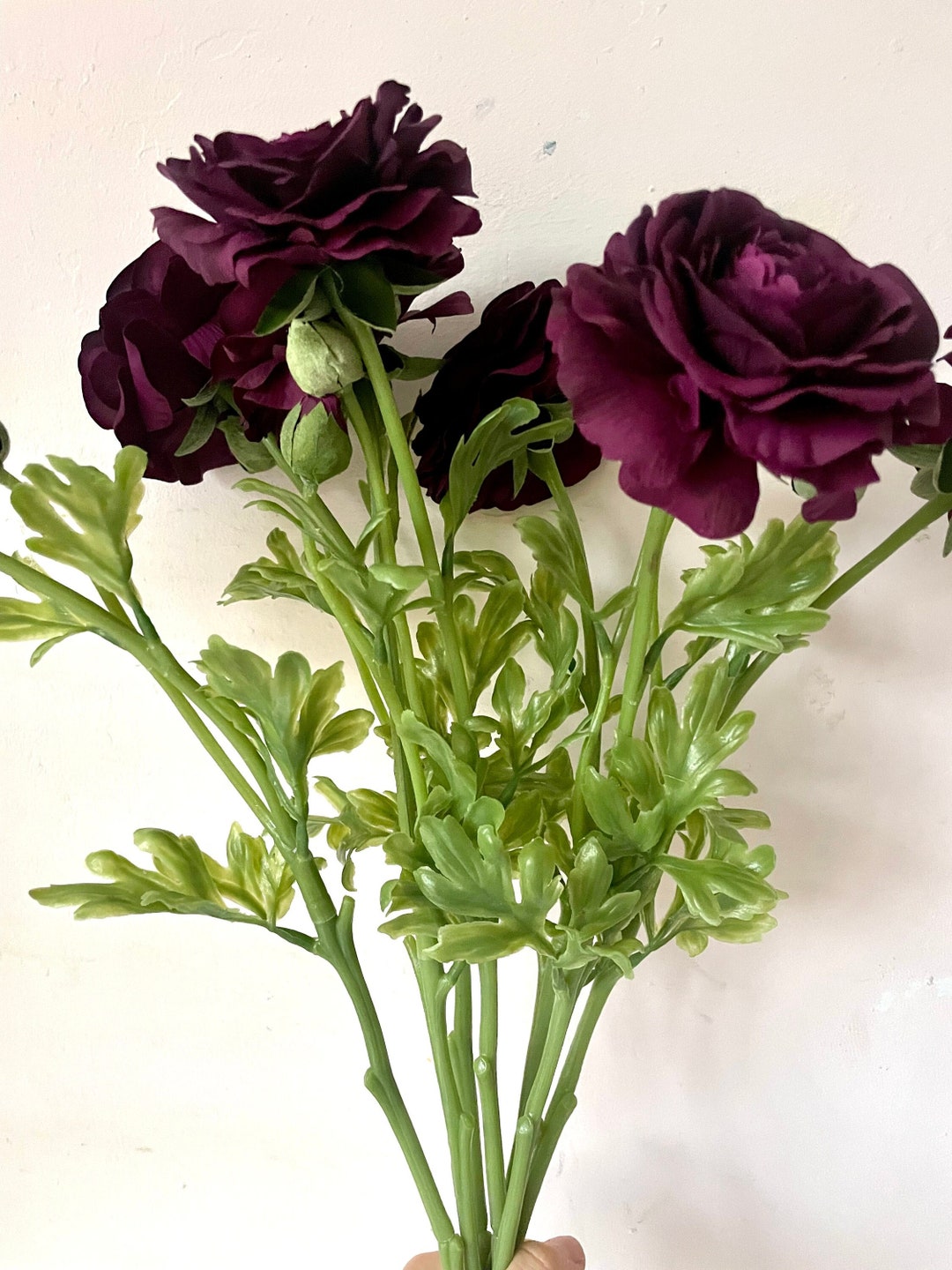 Dark Burgundy Artificial Ranunculus, Real Touch Ranunculus Stem, Deep ...