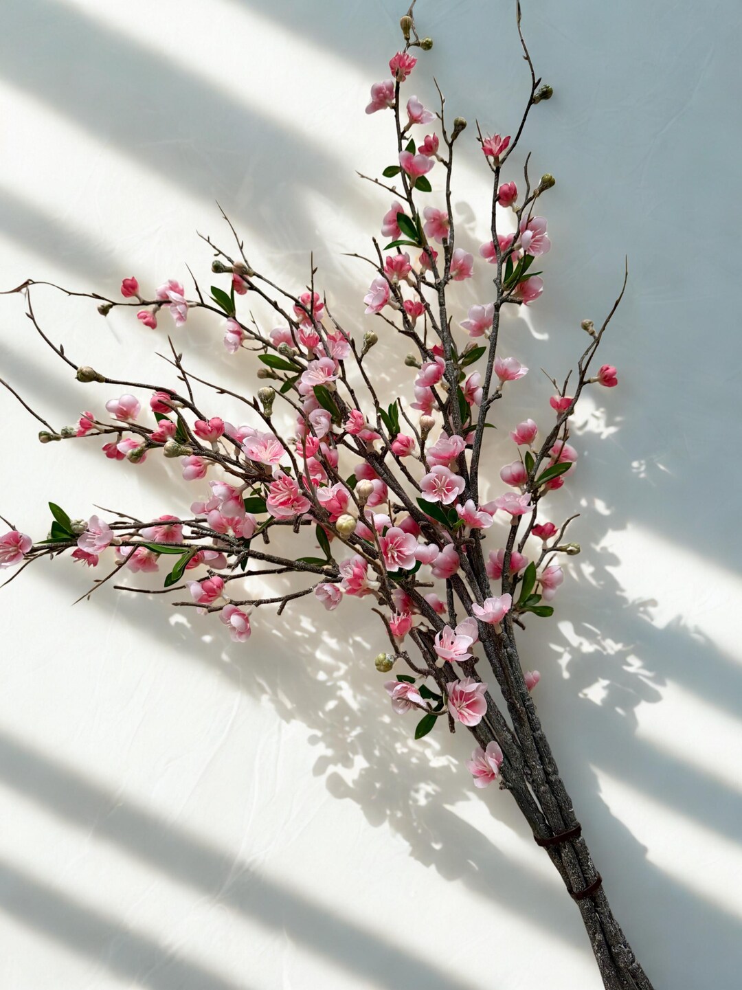 Artificial Cherry Blossom Branch, Realistic Pink Blossom Stems, Faux ...
