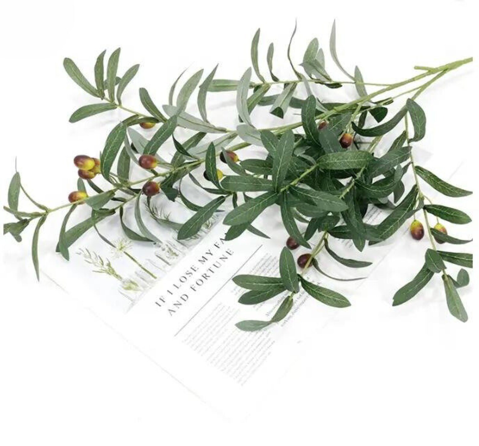Artificial Olive Stem, Faux Olive Stem, Olive Tree Branch With Olives ...