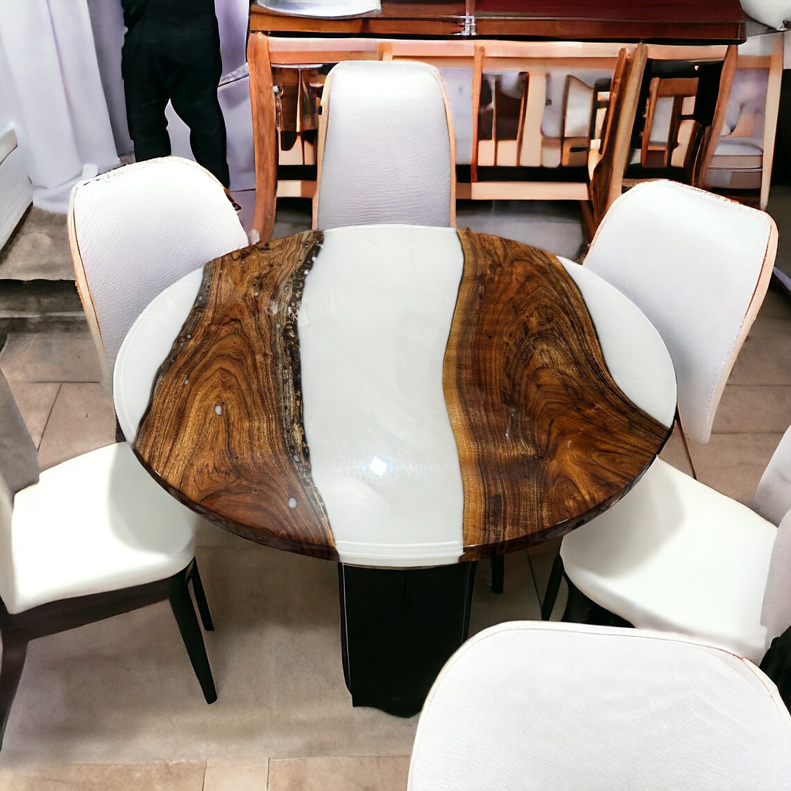 Round Epoxy Dining Table, Round Epoxy Coffee Table, Round White Epoxy ...