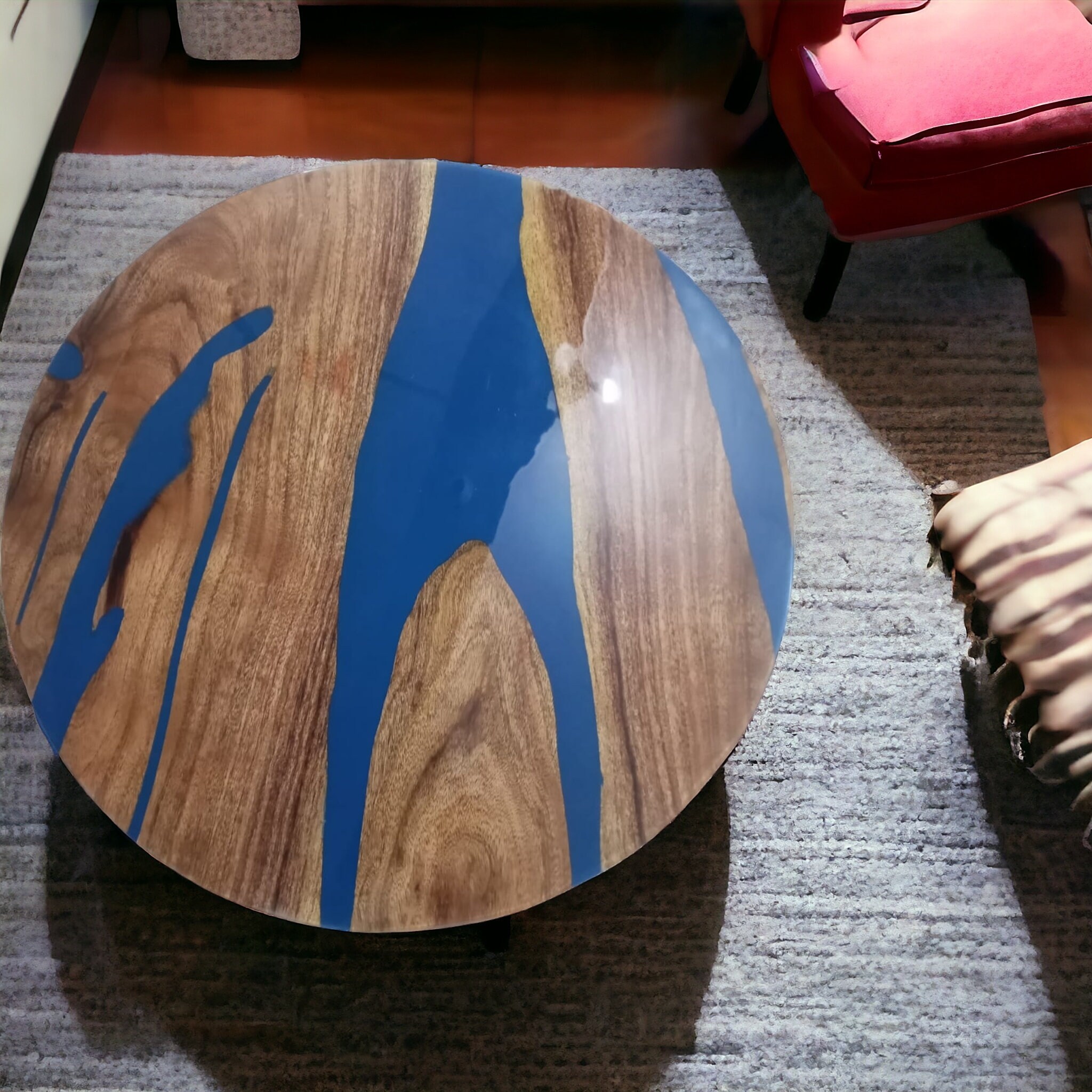 Round Epoxy Dining Table, Round Epoxy Coffee Table,round Blue Epoxy ...