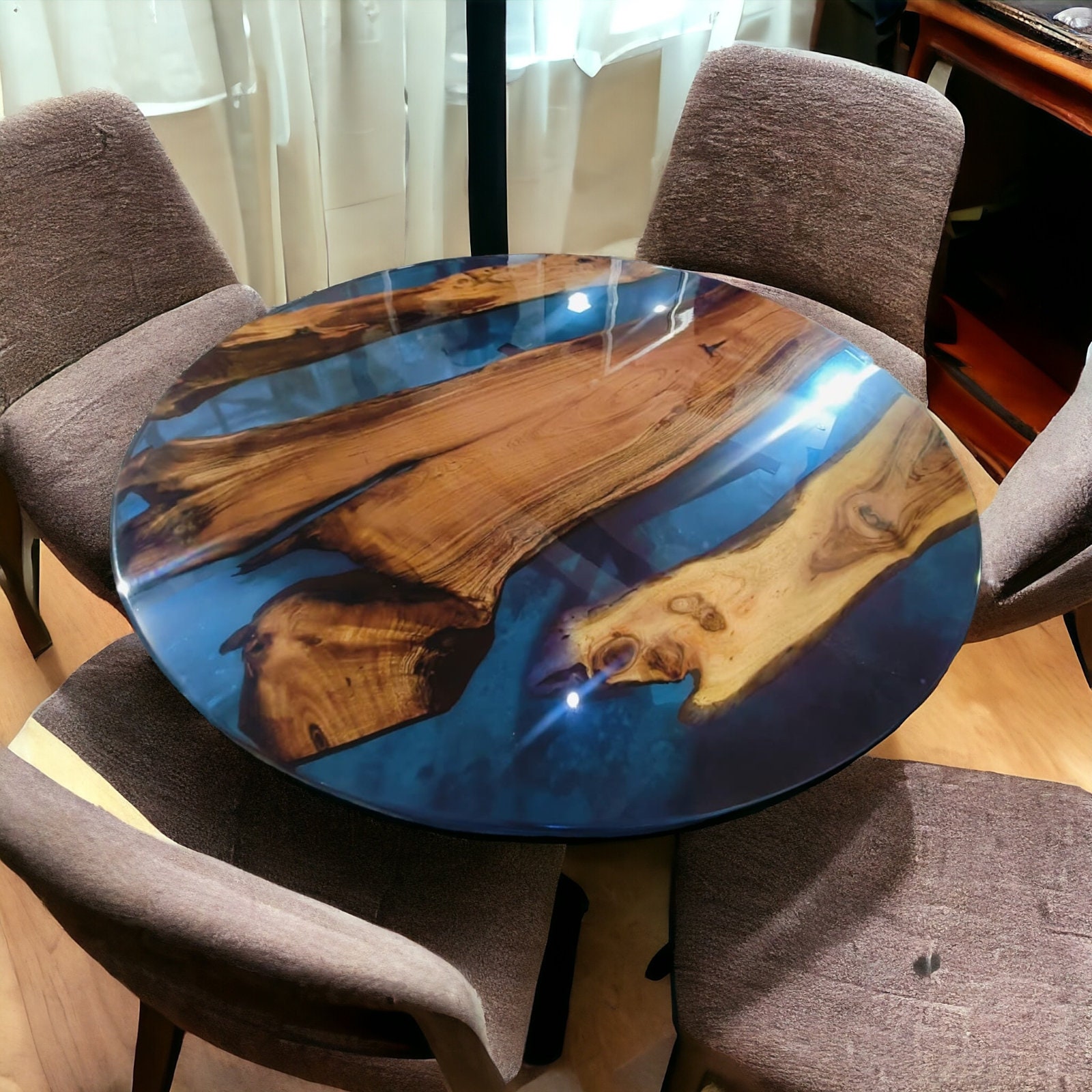 Round Epoxy Dining Table, Round Epoxy Coffee Table, Round Translucent ...