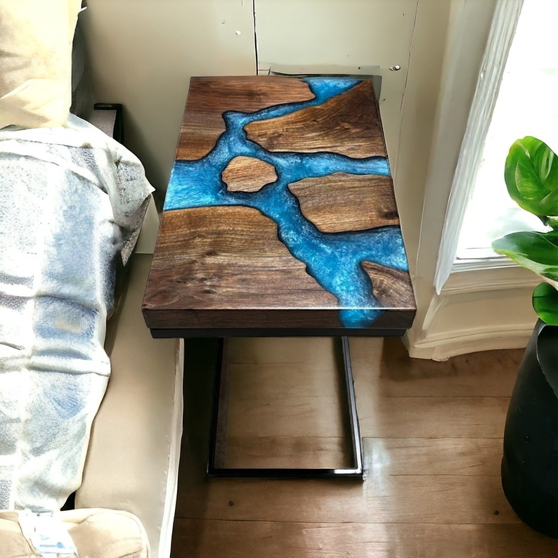 Epoxy Side Table, Epoxy End Table, Epoxy Resin Table, River Table Epoxy ...