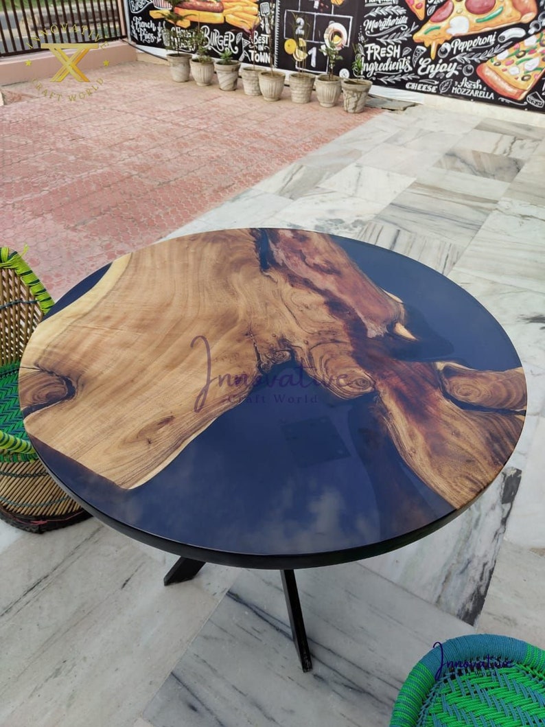 Round Epoxy Dining Table Round Epoxy Table Round Black Epoxy - Etsy