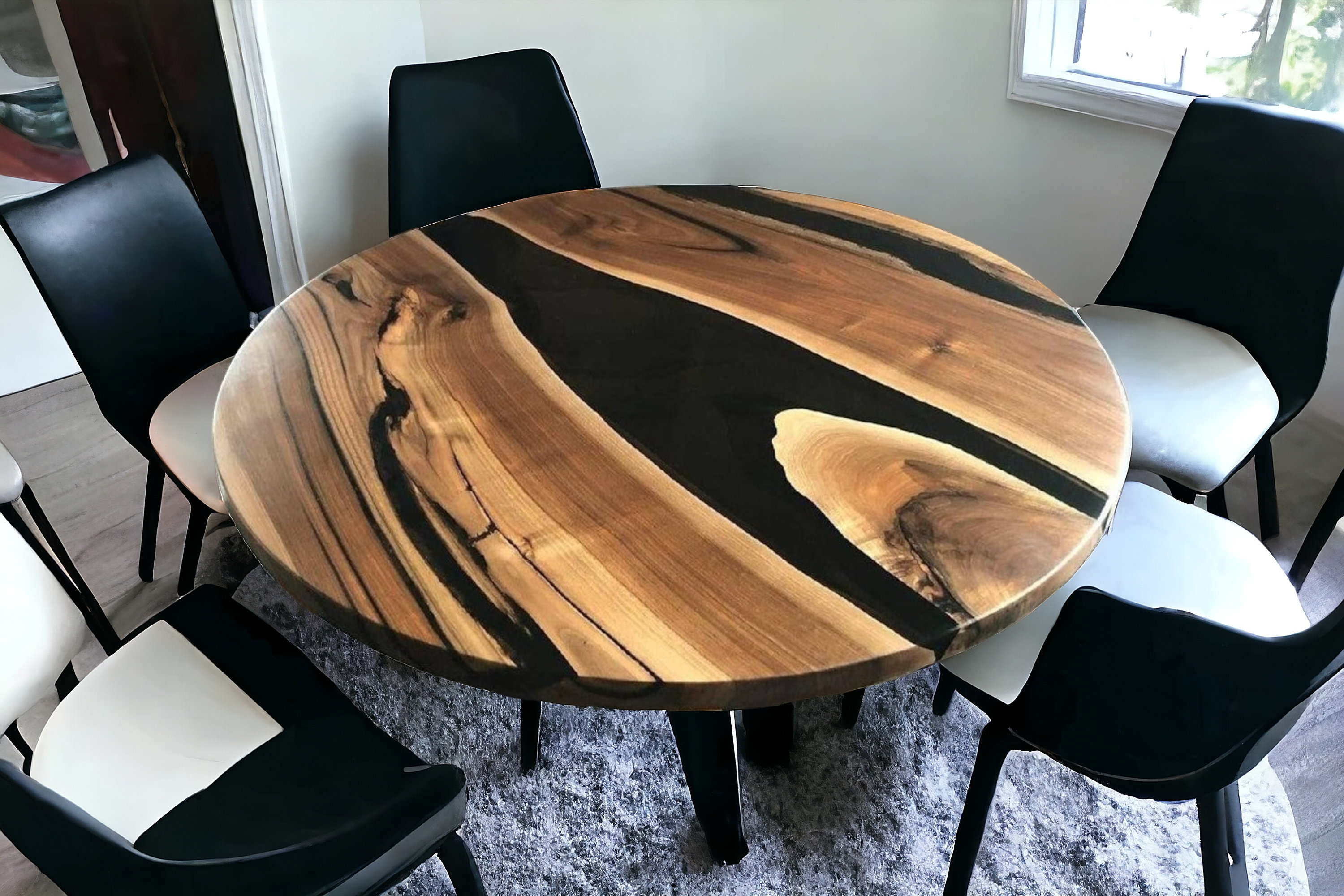 Round Epoxy Dining Table, Round Epoxy Coffee Table, Round Black Epoxy ...