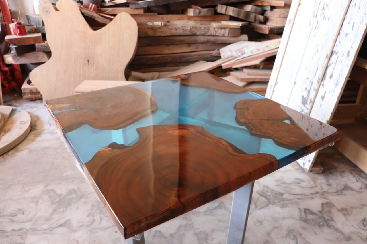 Square Epoxy Table Top, Coffee Table Epoxy , Epoxy Square Dining Table ...