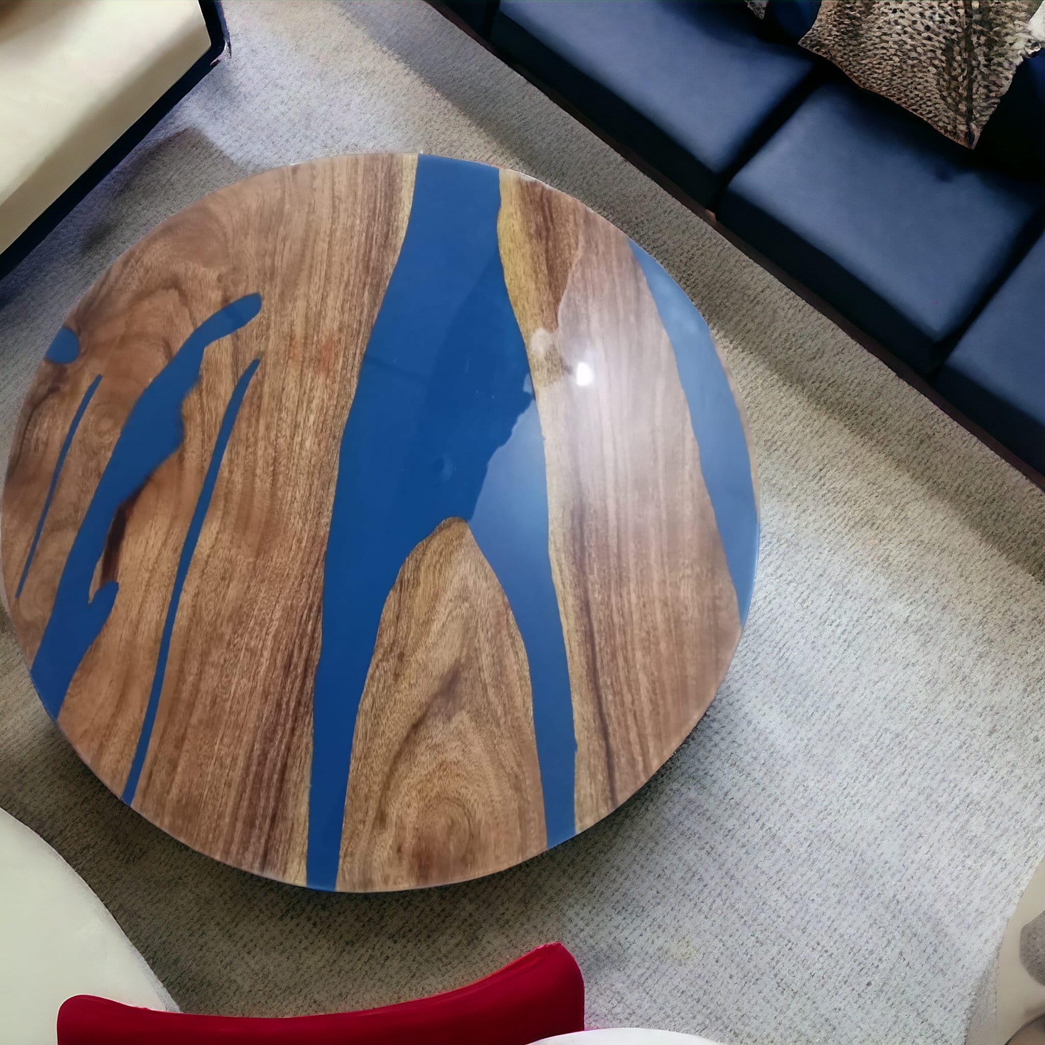 Round Epoxy Dining Table, Round Epoxy Coffee Table,round Blue Epoxy ...