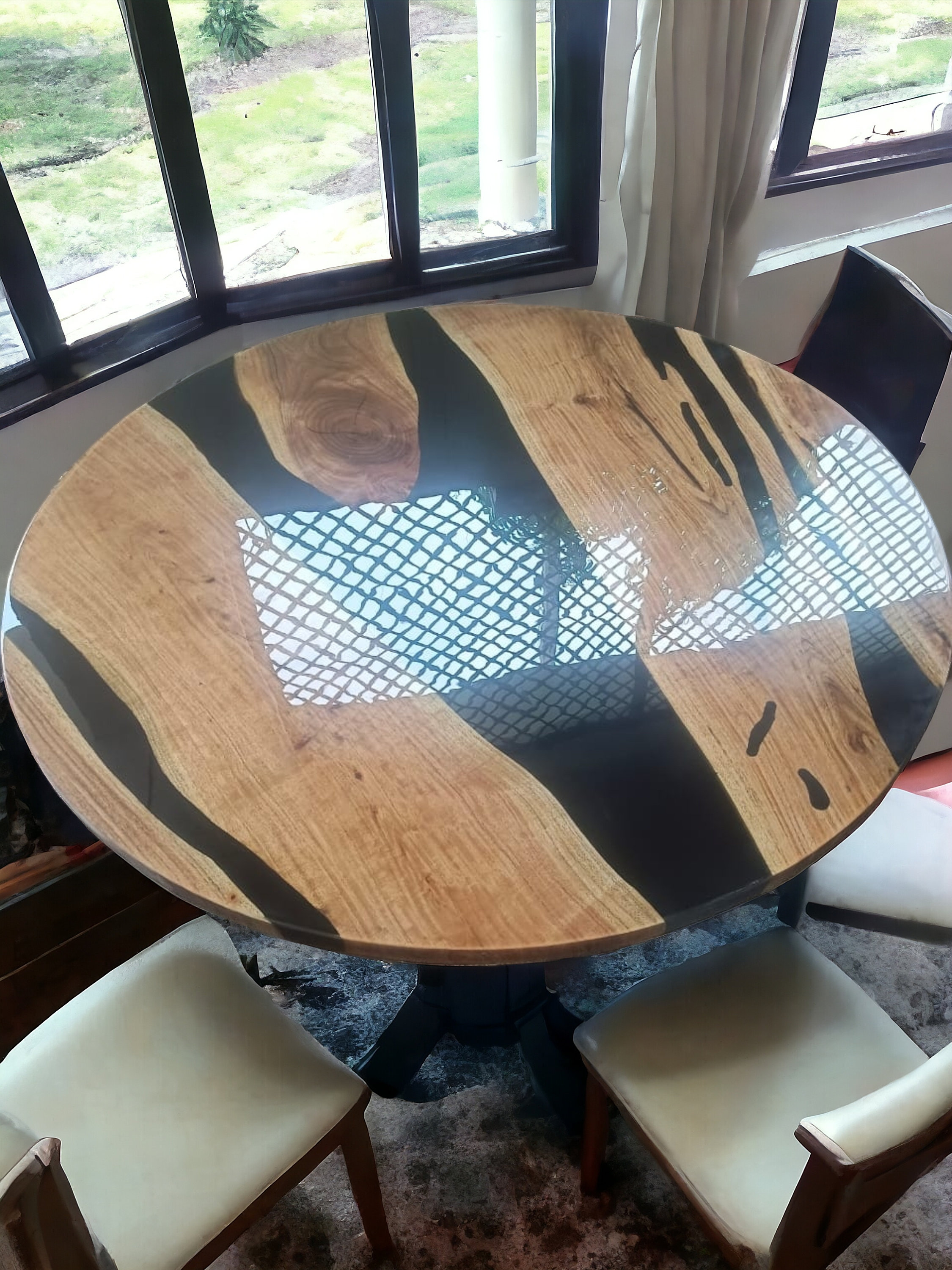 Round Epoxy Dining Table, Round Epoxy Table, Round Black Epoxy Table ...