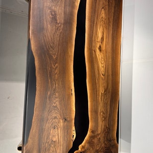 Black Epoxy Walnut Wood Dining Table, Epoxy Dining Table, Walnut Dining ...