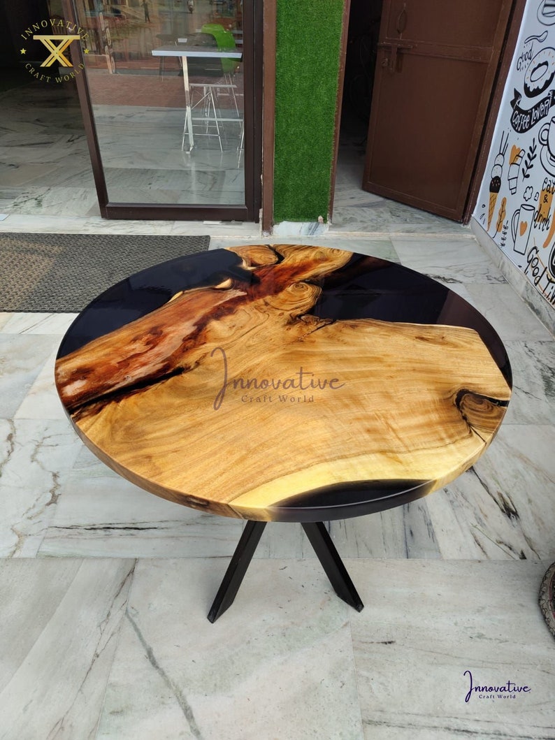 Round Epoxy Dining Table Round Epoxy Table Round Black Epoxy - Etsy