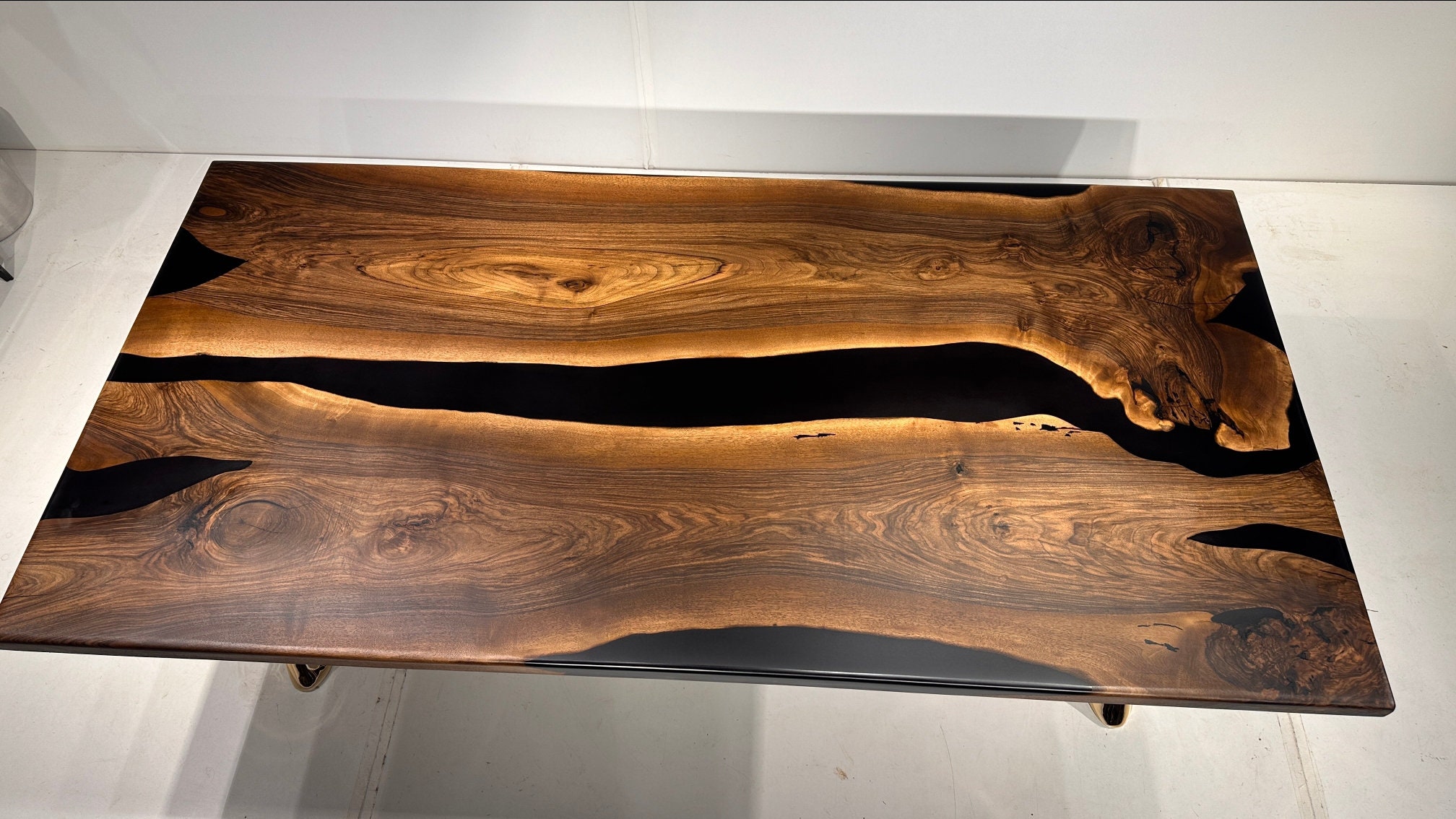 Black Epoxy Walnut Wood Dining Table, Epoxy Dining Table, Walnut Dining ...