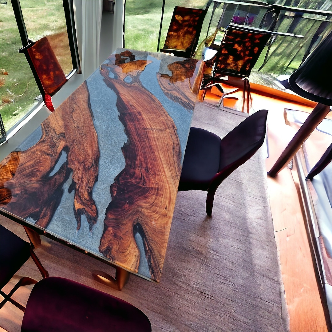 Epoxy Dining Table, 220cmx100cm Epoxy Table, Gray Epoxy Table ,dining ...
