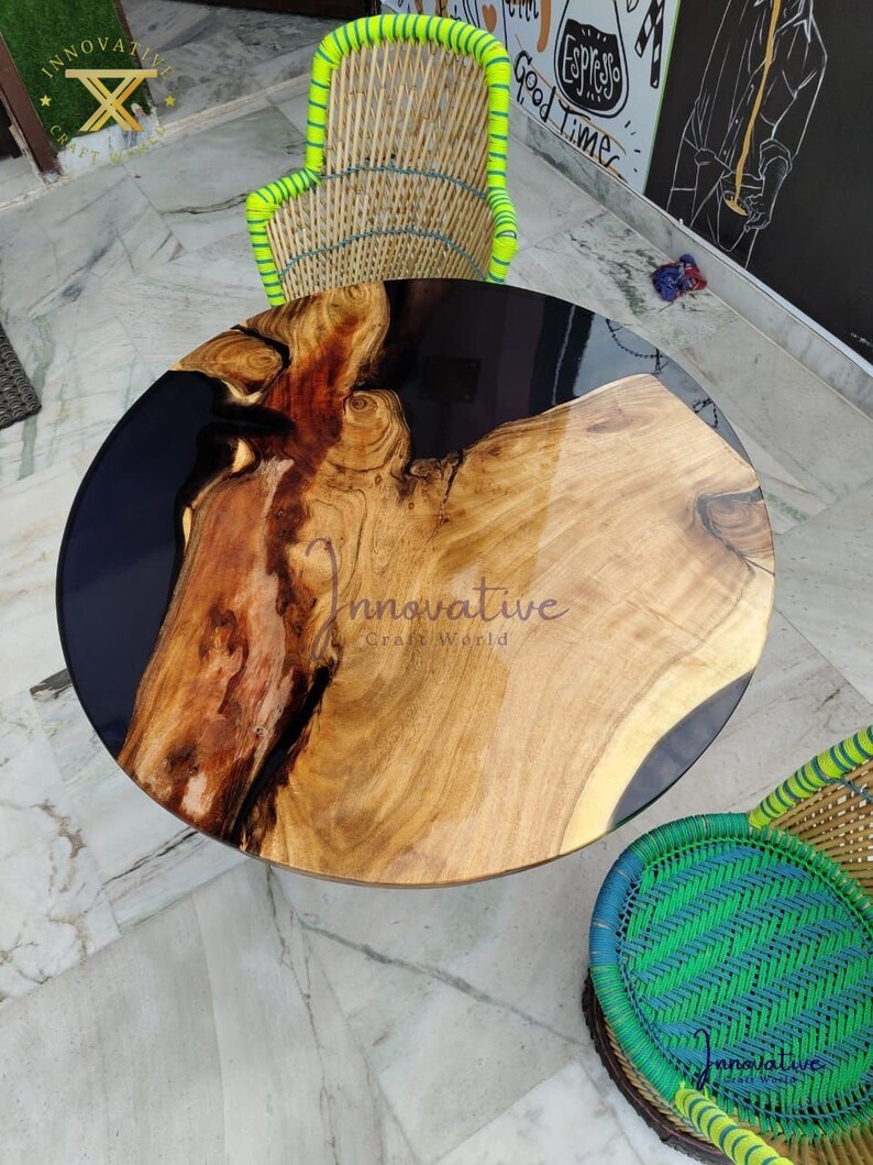 Round Epoxy Dining Table Round Epoxy Table Round Black Epoxy - Etsy