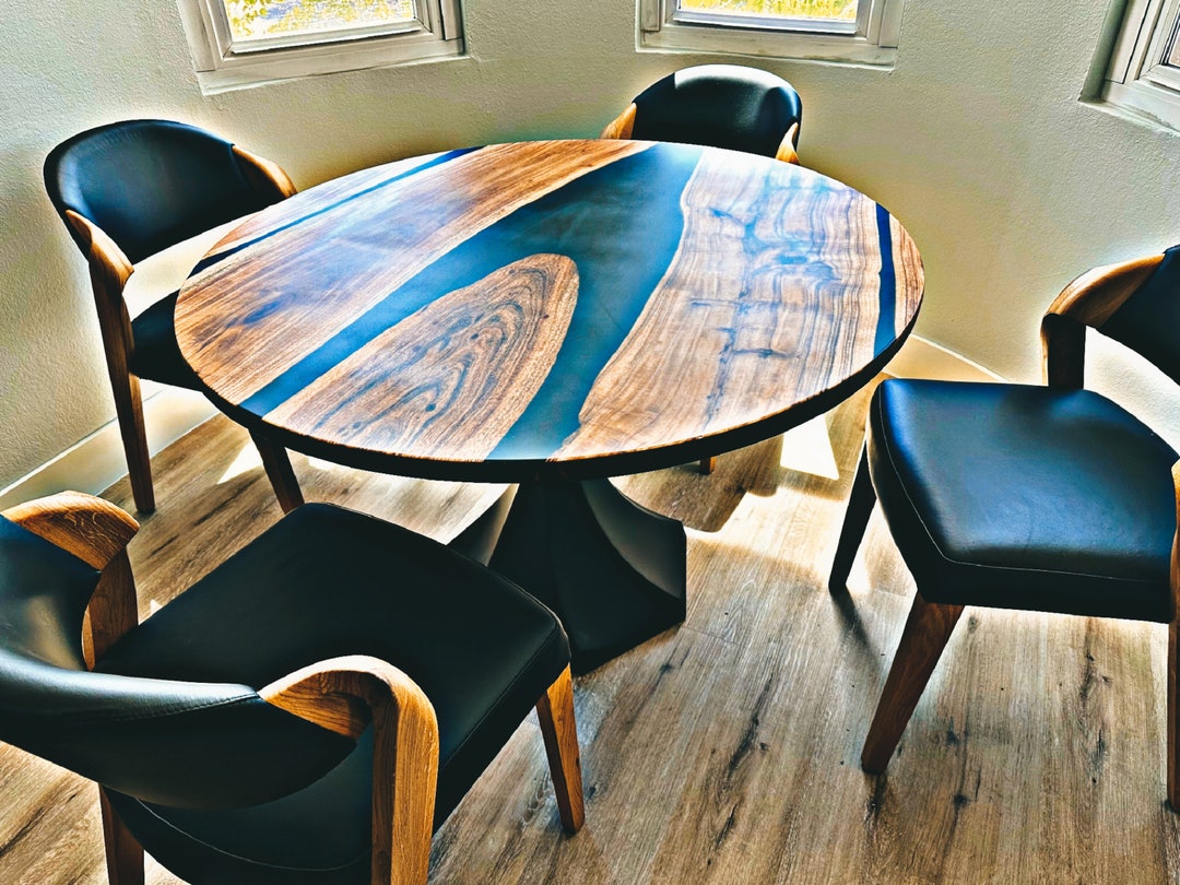 Round Epoxy Dining Table, Round Epoxy Coffee Table, Round Black Epoxy ...