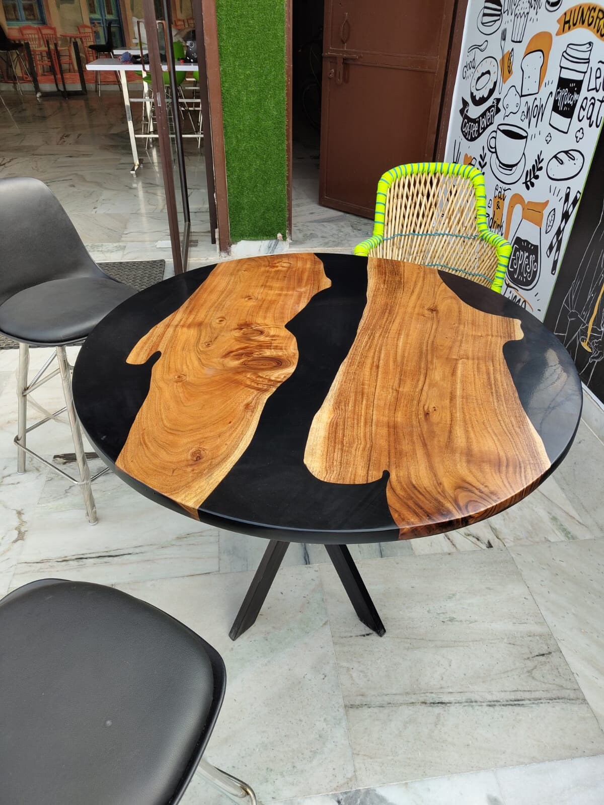Round Epoxy Dining Table, Round Epoxy Table, Round Black Epoxy Table ...