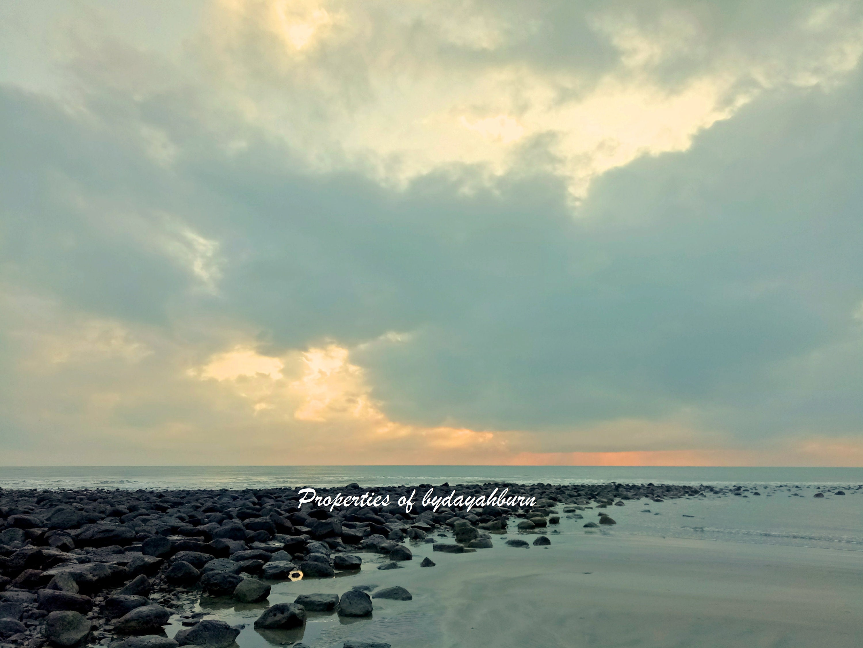 Grey Sky Coastal Beach Background, Black Rocks, Digital Downloads ...