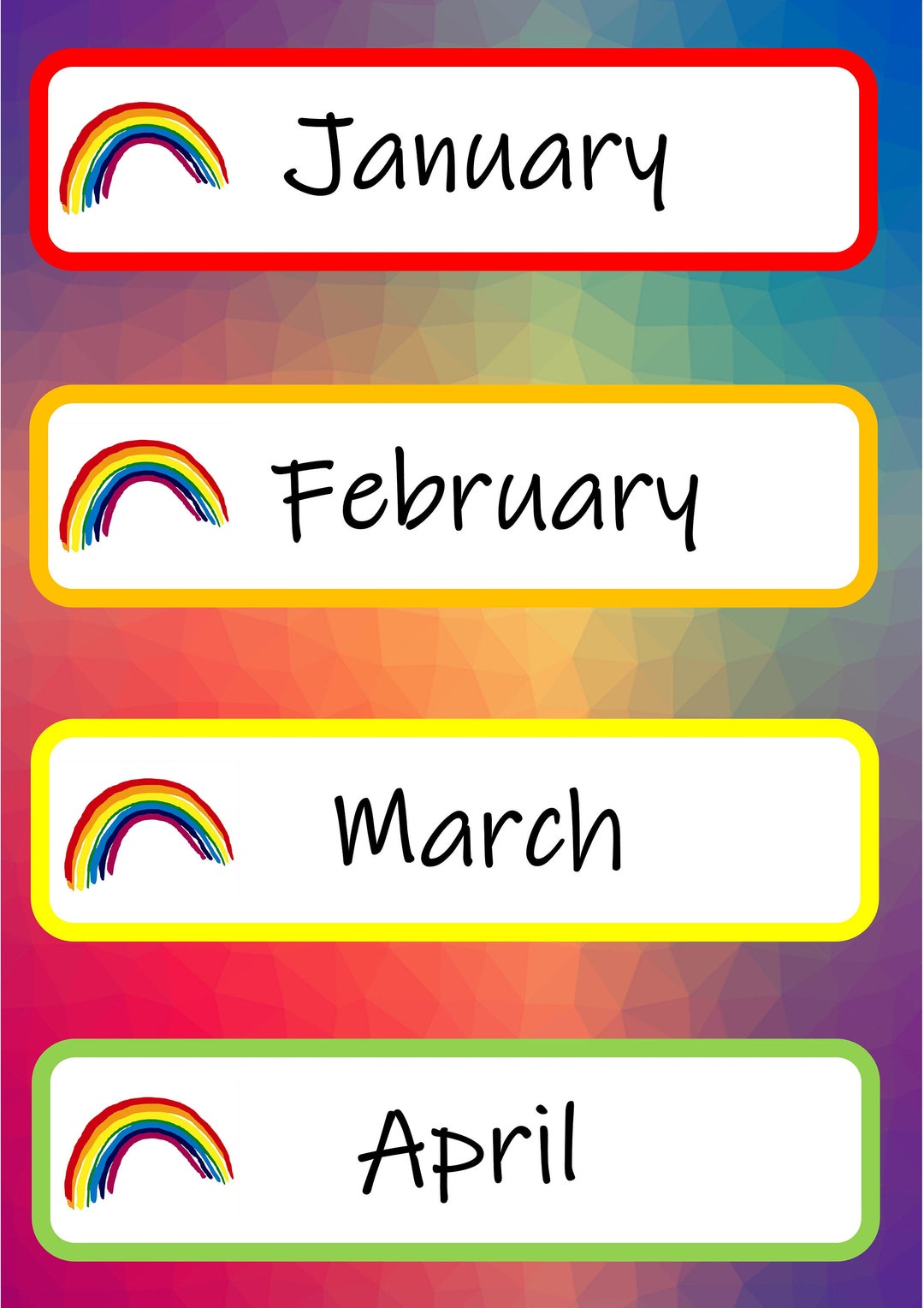 Rainbow Themed Classroom Calendar - Etsy