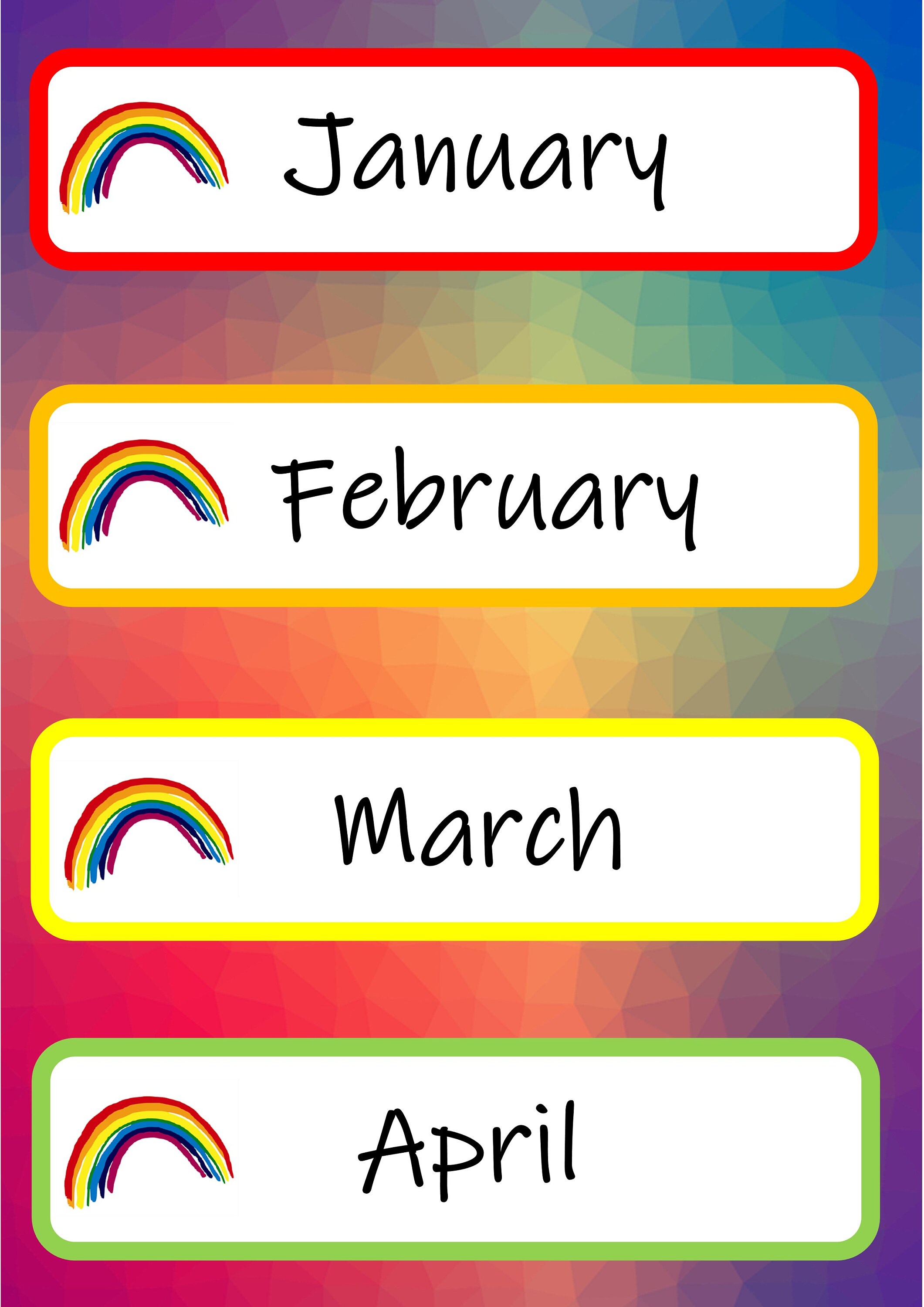 Rainbow Themed Classroom Calendar - Etsy