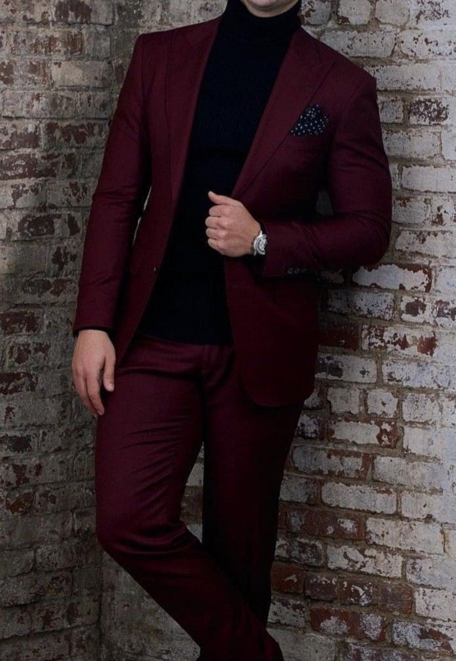 Men Suit Burgundy Two Piece Suit Burgundy Wedding Wear Suit for Gift ...