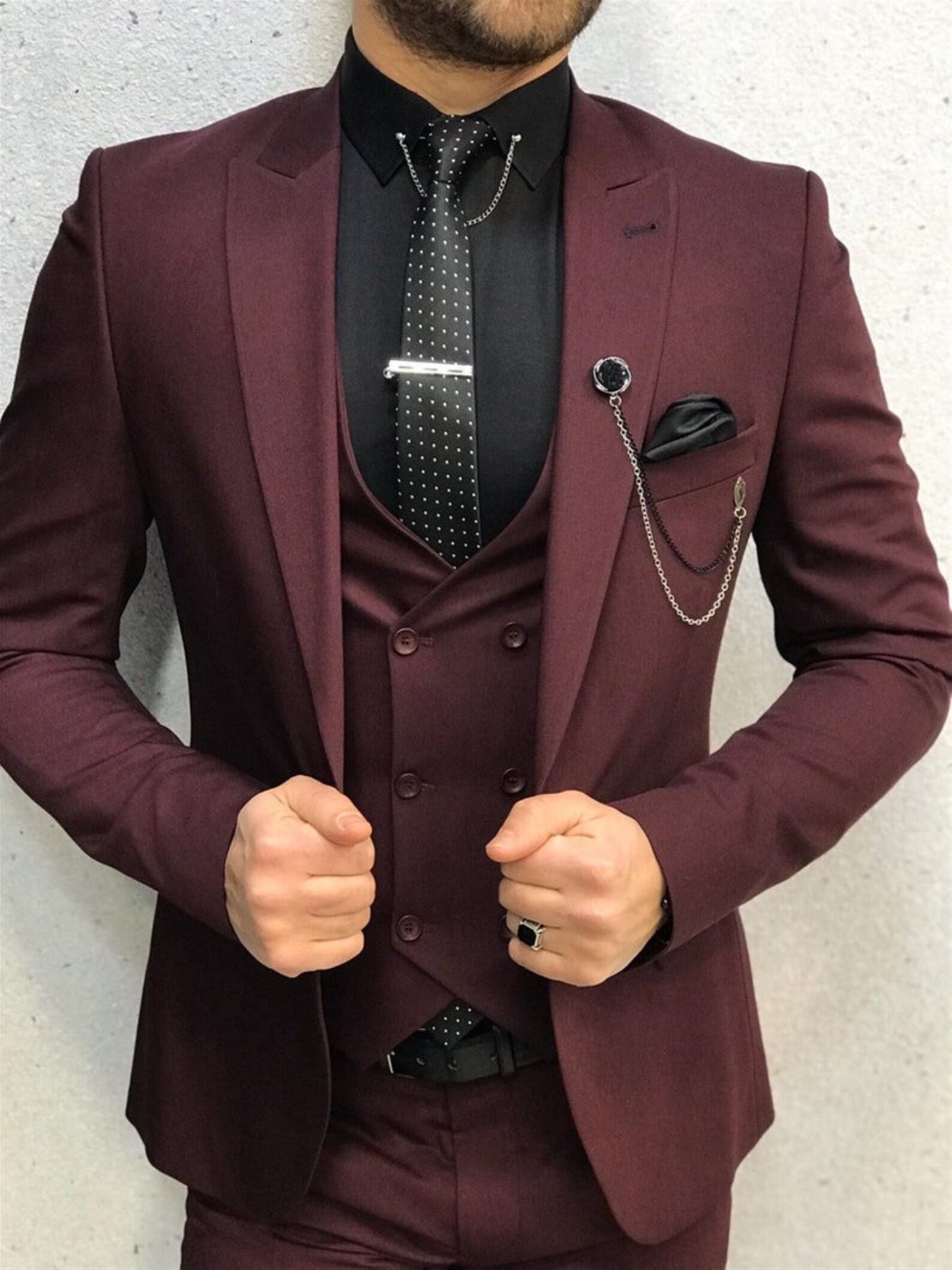 Men Suits Men Burgundy Formal Fashion Slim Fit 3 Piece Wedding - Etsy