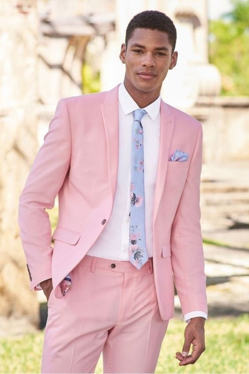 Pink Men Suit Beach Wedding Suit Groomsmen Suit Prom Suit for Men ...