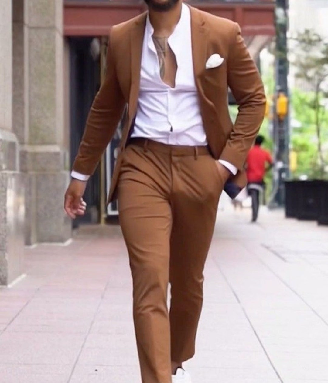 Men's Wear Suit Men Suit Brown Men's Clothing 2 Piece - Etsy