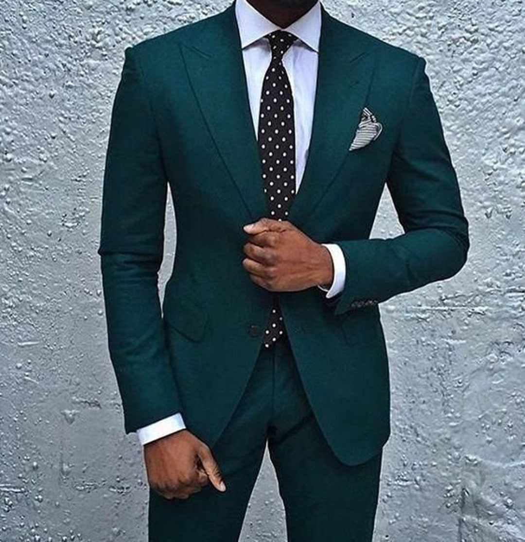 MEN GREEN SUIT Men Green Tuxedo Green Wedding Suit Tuxedo Two Piece ...