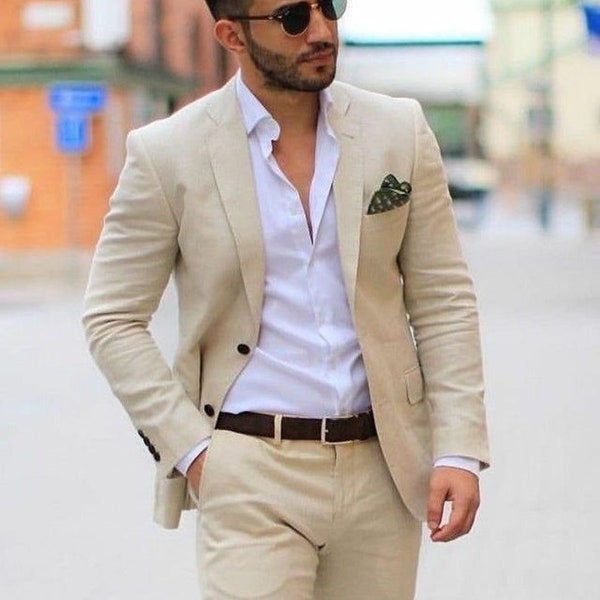 Sand Color Suit Men - Etsy