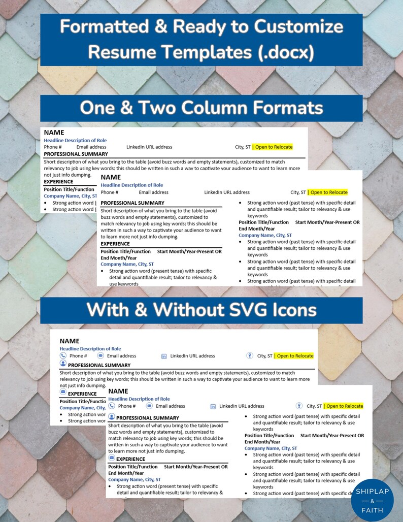 Ats-friendly Resume Template Bundle, Cover Letter, Job Search Tools ...