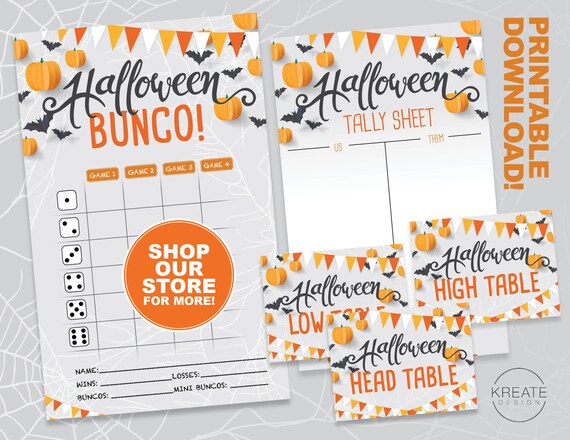 Halloween Bunco Set Bunco Score Cards Tally Sheets Table - Etsy