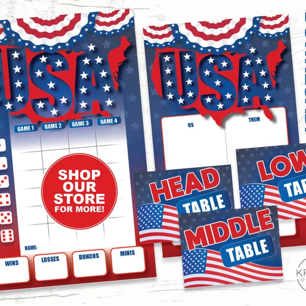 American Theme Bunco Score Cards - Etsy