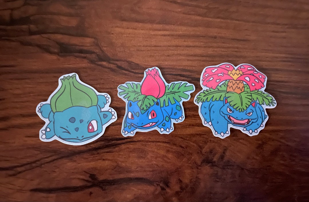 Bulbasaur, Ivysaur, and Venusaur Sticker Pack - Etsy