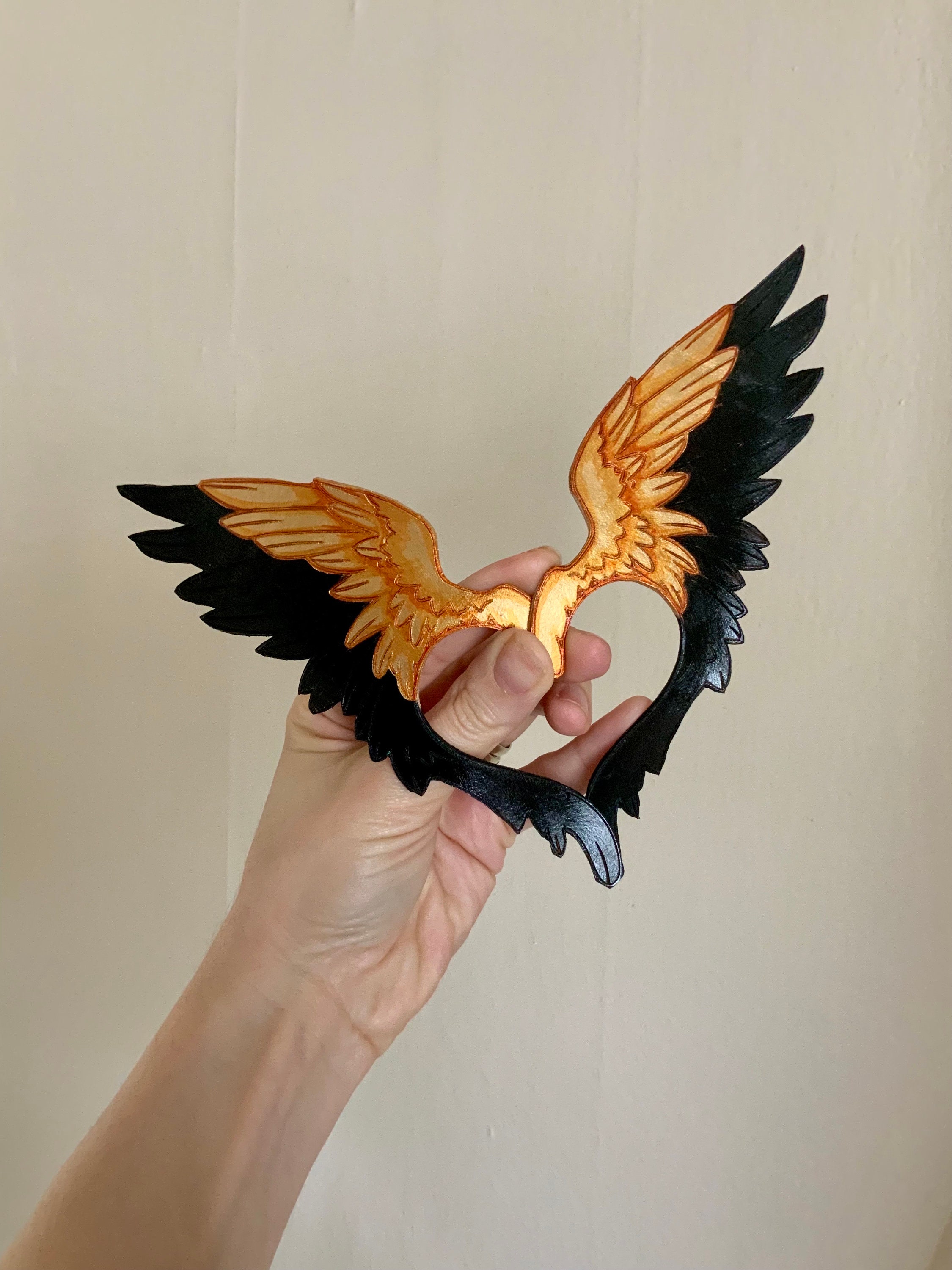 Black and Gold Winged Ear Cuff set - Etsy