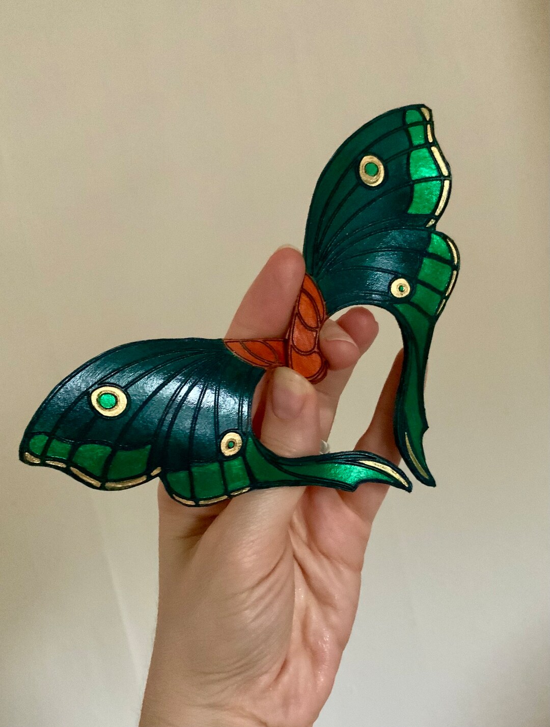 Deep Green and Gold Moth Ear Cuff Set - Etsy