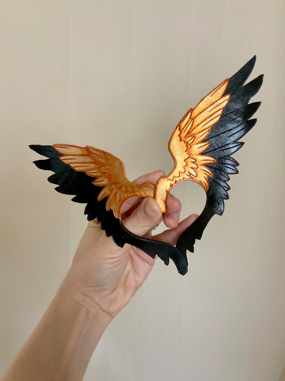 Black and Gold Winged Ear Cuff set - Etsy