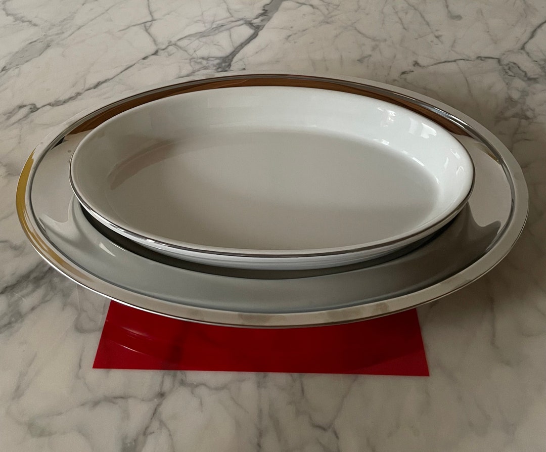 Mepra Made in Italy Oval Steel Tray With White Porcelain - Etsy