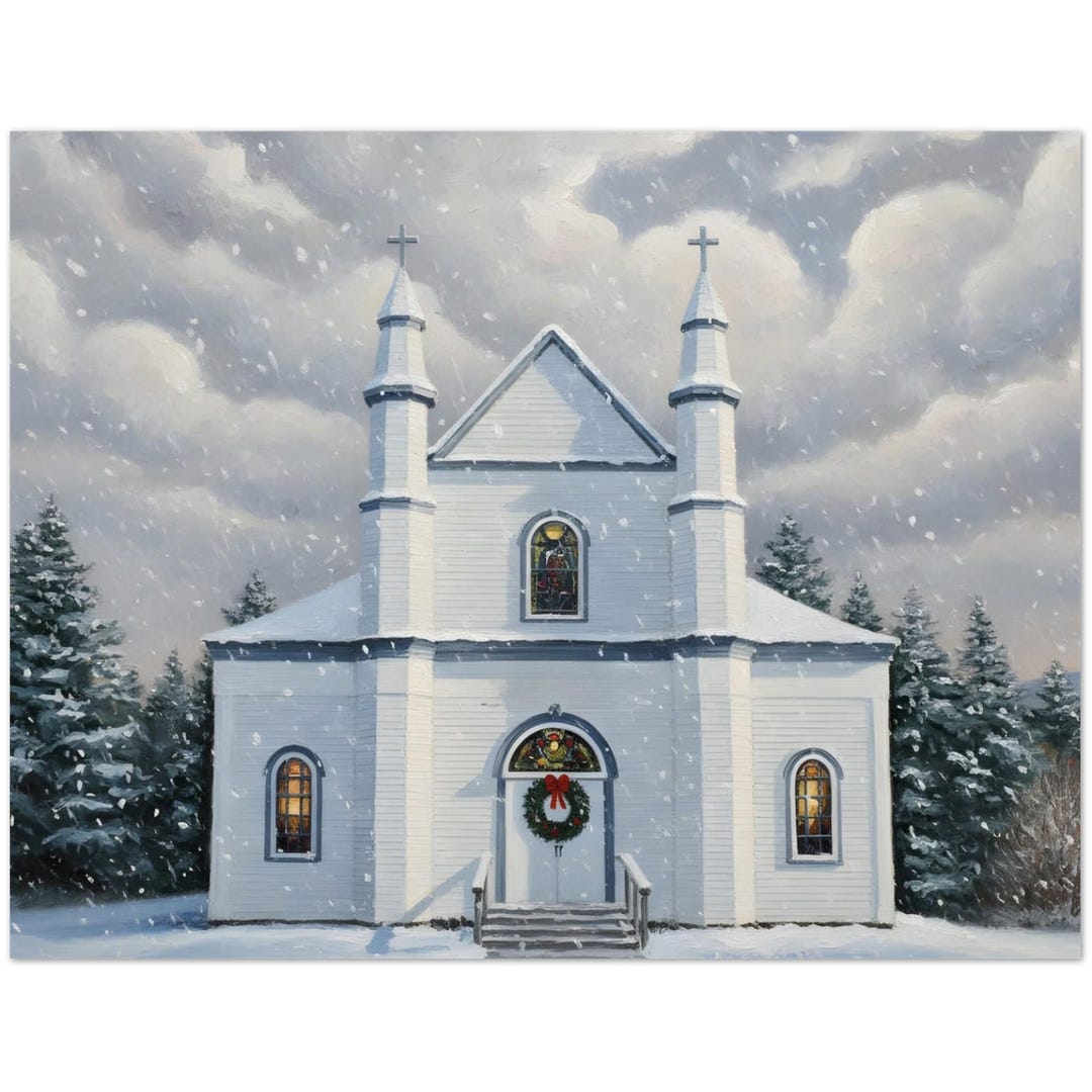 10 Christmas Cards Newfoundland Church Winter Scene Holiday Greeting ...