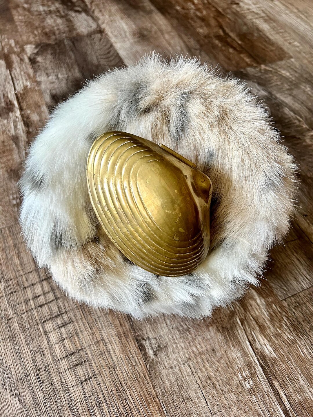Vintage Solid Brass Clam Shell Trinket Box With Hinged Lid Made in ...