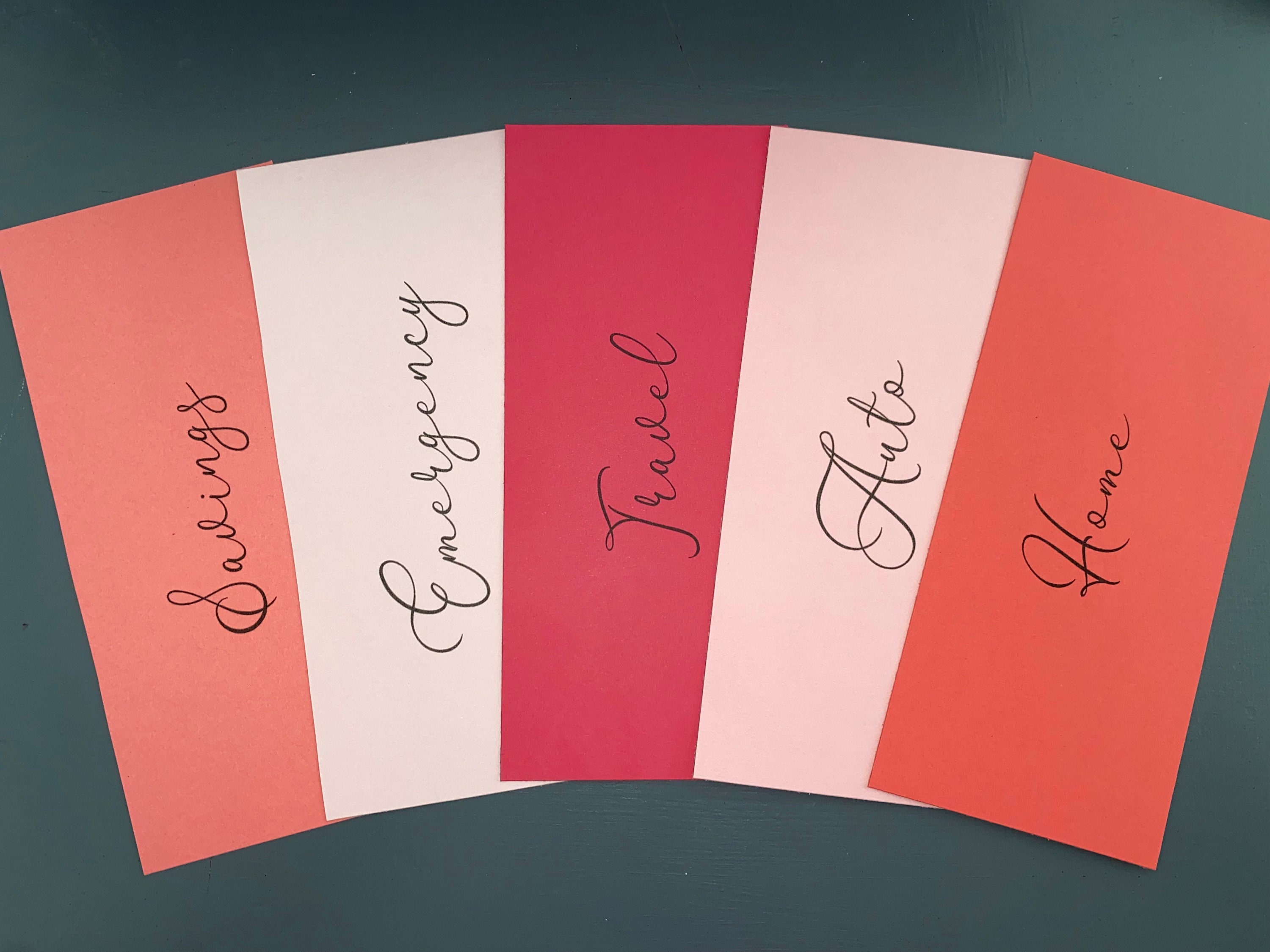 Set of 5 Fall/coral Toned Ombre Customizable Cash Envelopes - Etsy