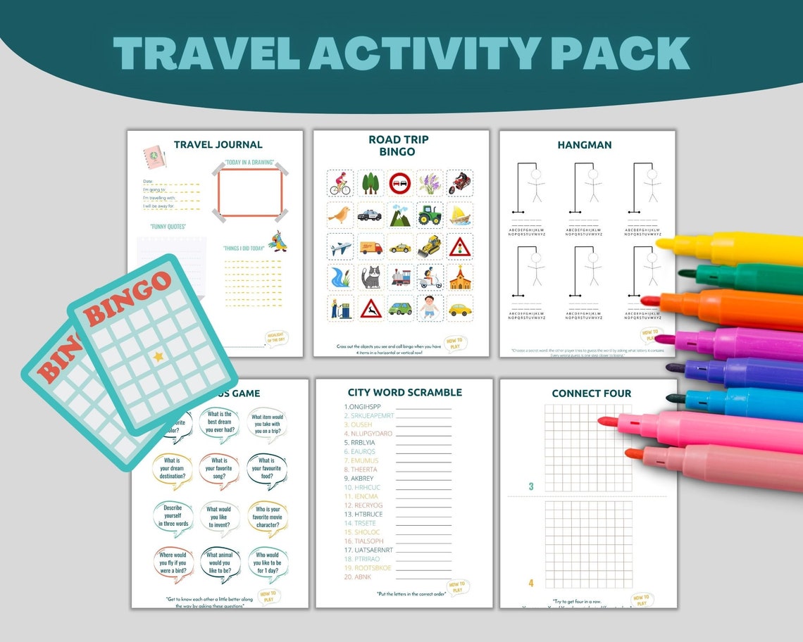 Travel Bundle for Kids, Travel Activity Pack, Travel Printables, Family ...