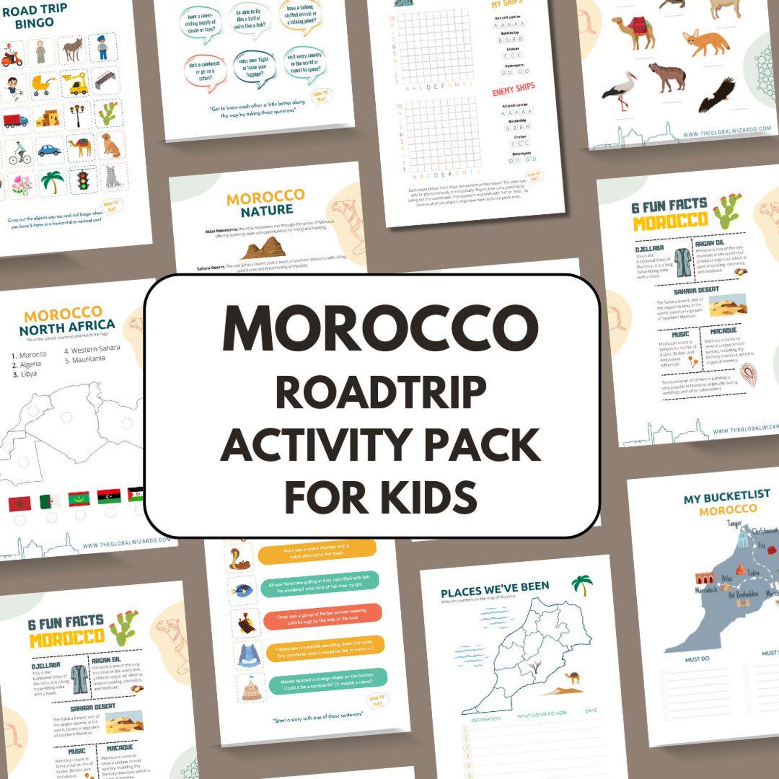 Printable Morocco Road Trip Activity Pack for Kids, Travel Activities ...
