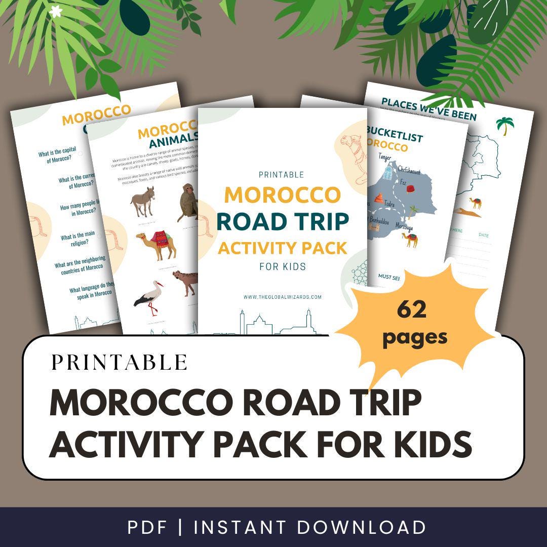 Printable Morocco Road Trip Activity Pack for Kids, Travel Activities ...