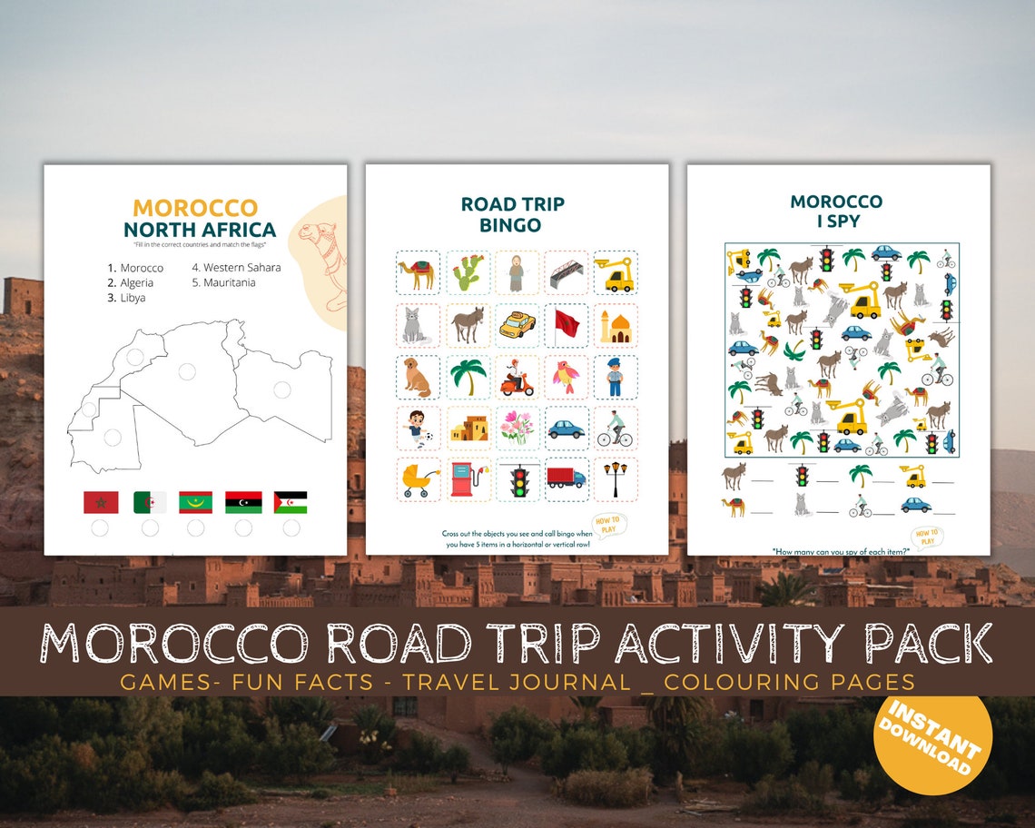 Printable Morocco Road Trip Activity Pack for Kids, Travel Activities ...